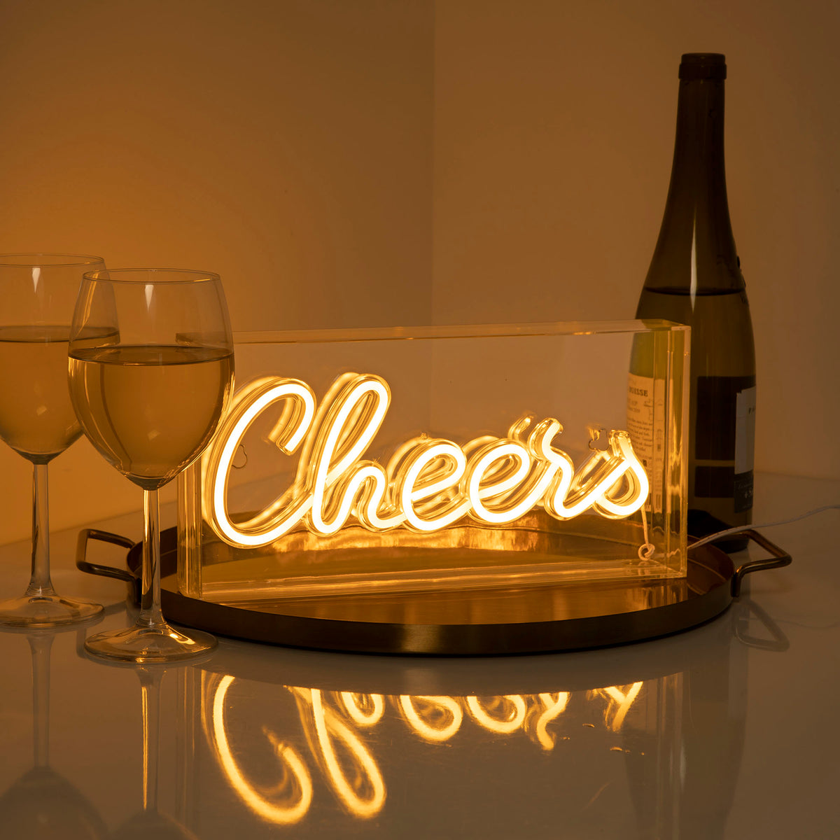 “Cheers” Acrylic LED Neon Lightbox – West & Arrow